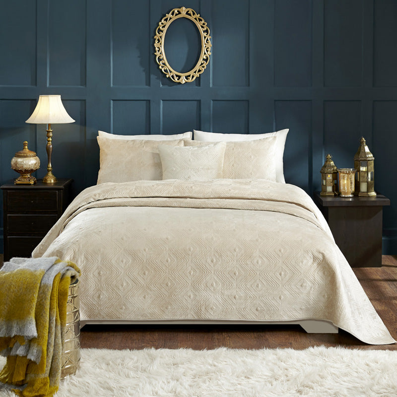 Grand Quilted Coverlet & Shams, Pale Gold– Peppermint Home